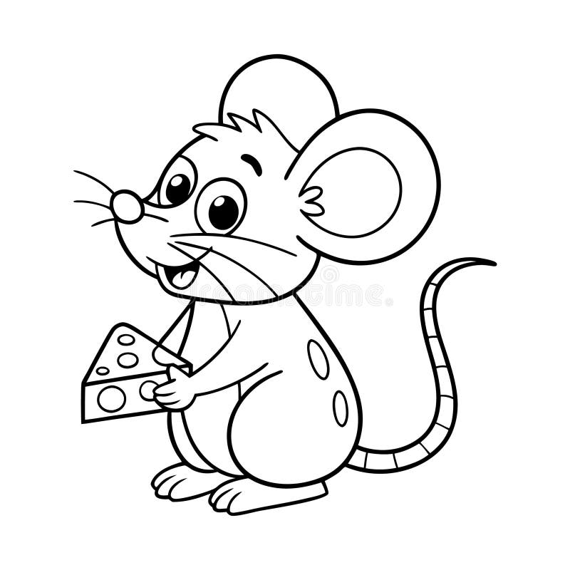 Mouse Colouring Page Vector Design on a White Background Stock Vector ...