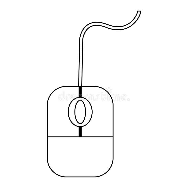 Mouse of Computer Cartoons in Black and White Stock Vector ...
