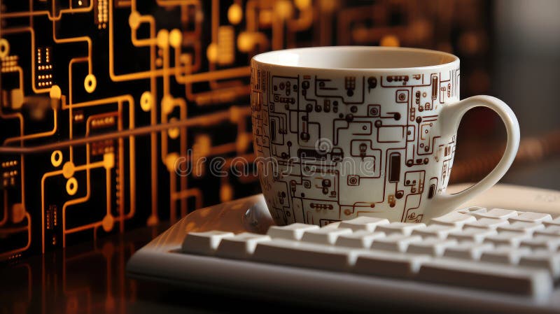 Mouse computer coffee stock illustration. Illustration of relaxation ...