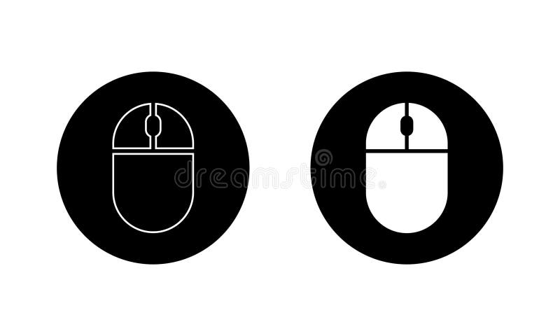 Mouse Computer Icon on Black Circle. Pointer Sign Symbol Stock Vector ...