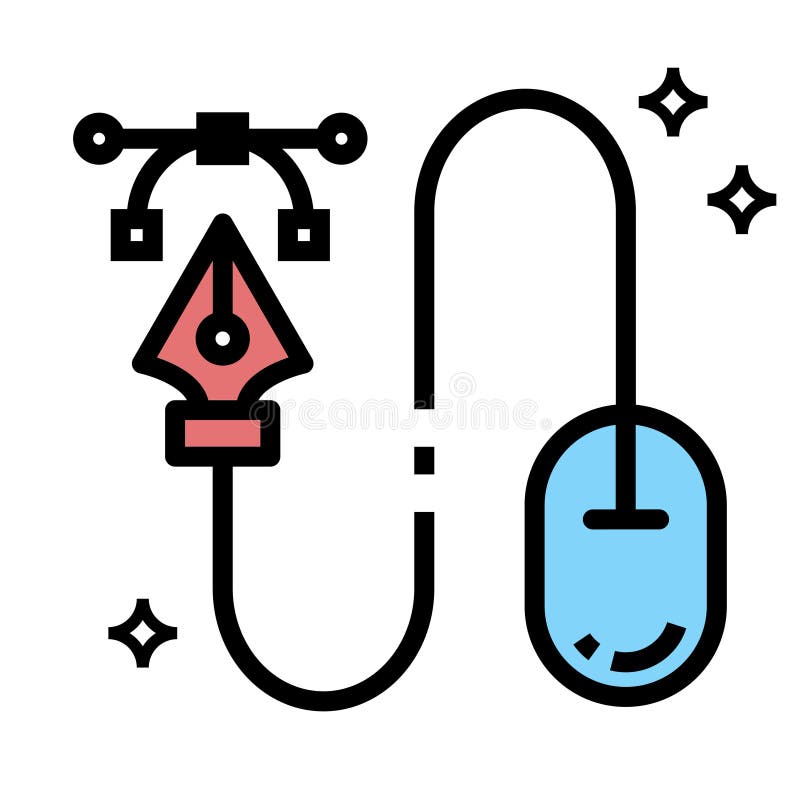 Mouse Computer and Ink Pen Tool Vector Icon Stock Vector - Illustration ...