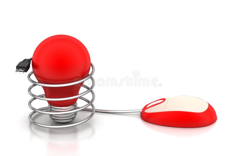 Mouse Connected with Light Bulb Stock Photo - Image of artwork ...