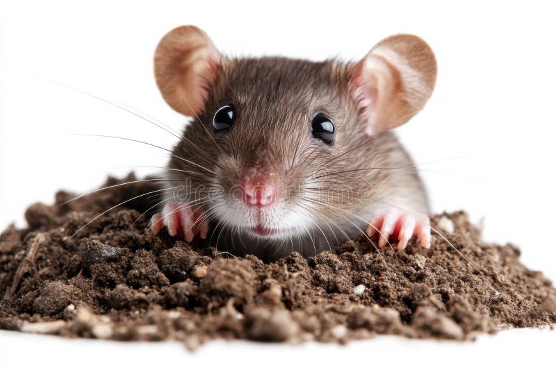 Mouse Curiously Peeking Small Burrow Simple White Surrounding Stock ...