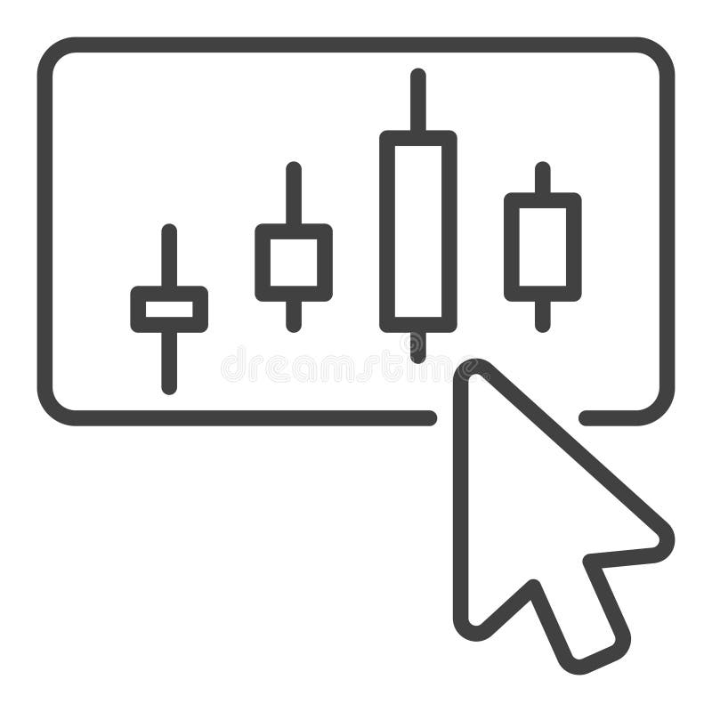 Mouse Cursor on Candlestick Chart Vector Outline Icon or Design Element ...