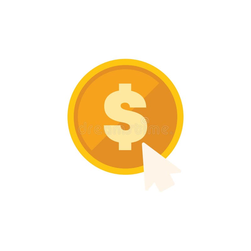 Mouse Cursor Clicking on a Gold Coin with Dollar Sign Stock ...