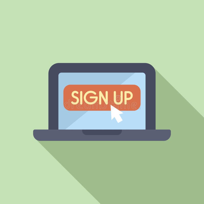 Mouse Cursor Clicking Sign Up Button on Laptop Screen Stock Vector ...