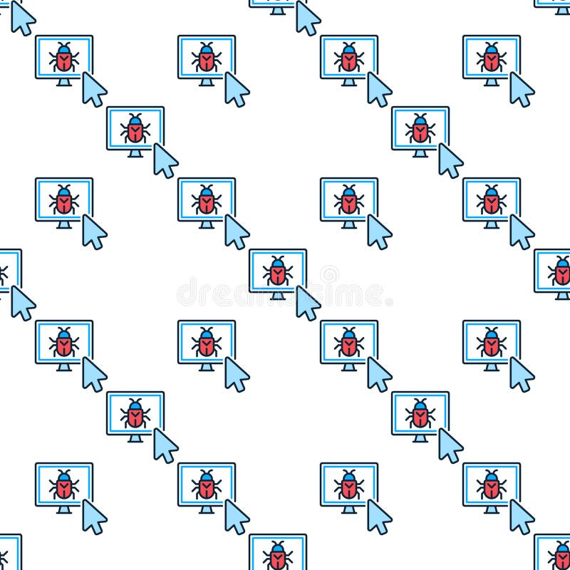 Mouse Cursor on Computer Virus Vector Colored Seamless Pattern Stock ...