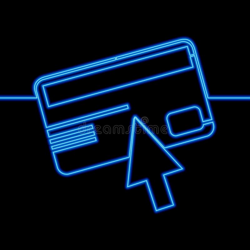 Mouse Cursor and Credit Card Icon Neon Glow Vector Concept Stock ...