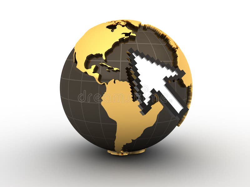Mouse cursor and Earth stock illustration. Illustration of atlas - 11733606