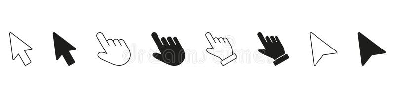 Mouse Cursor And Hand Pointer Line And Solid Icon Set Interactive Click And Navigation Gesture