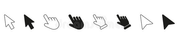 Mouse Cursor and Hand Pointer Line and Solid Icon Set. Interactive ...