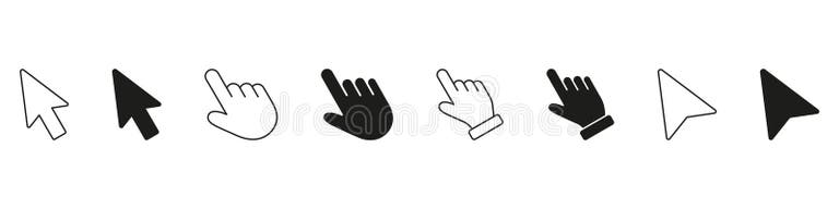 Mouse Cursor And Hand Pointer Line And Solid Icon Set Interactive Click And Navigation Gesture