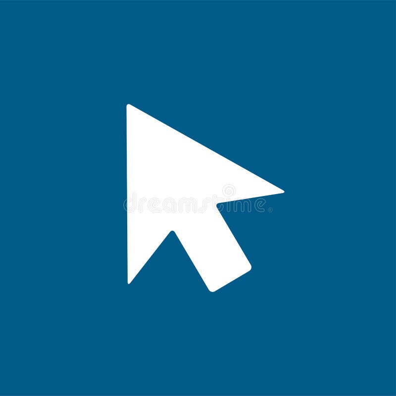 Mouse Cursor Icon on Blue Background. Blue Flat Style Vector ...