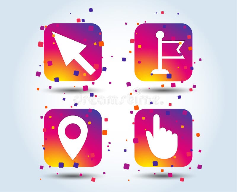 Mouse Cursor Icon. Hand or Flag Pointer Symbols. Stock Vector ...