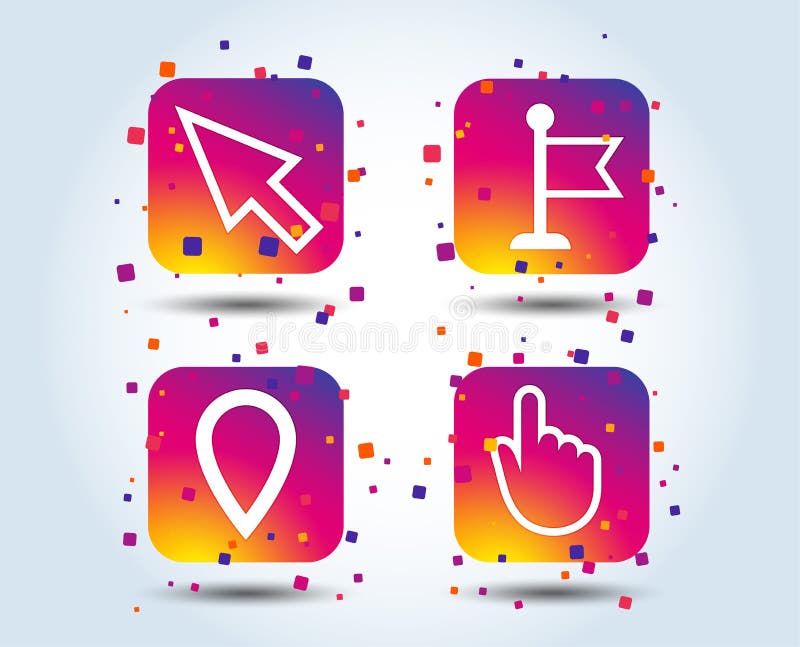 Mouse Cursor Icon. Hand or Flag Pointer Symbols Stock Vector ...