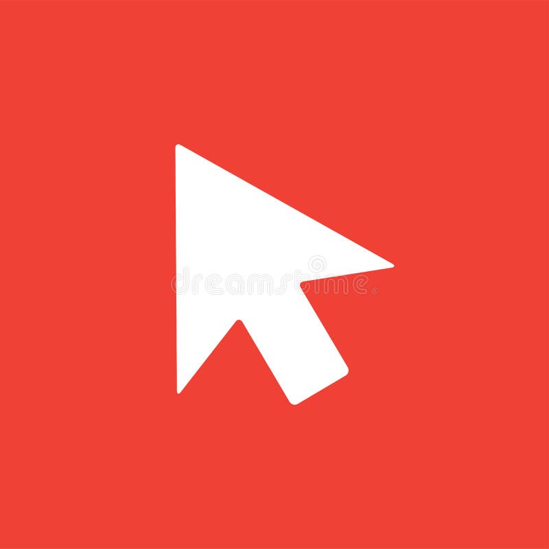 Mouse Cursor Icon on Red Background. Red Flat Style Vector Illustration ...