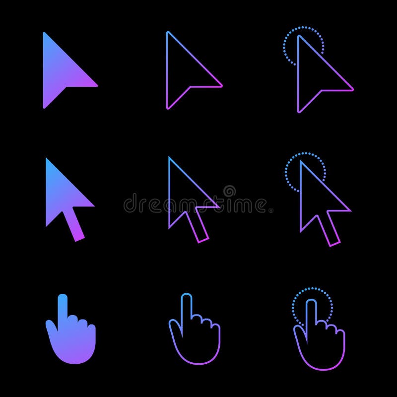 Mouse Cursor Icon Set , Arrow and Hand in Modern Gradient Style. Click ... Mouse Cursor Icon Set , Arrow and Hand in Modern Gradient Style. Click ...
