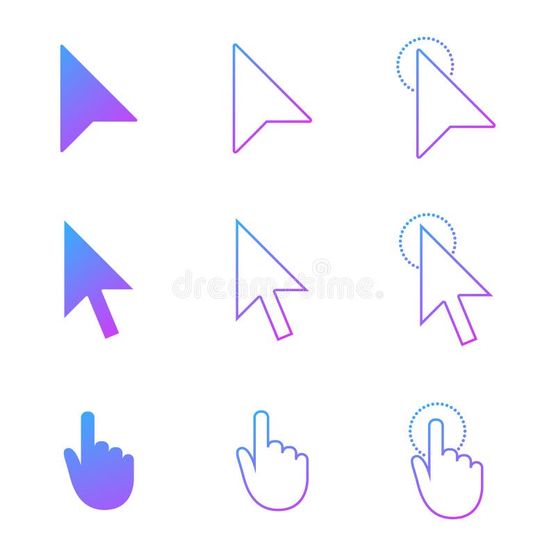Mouse Cursor Icon Set , Arrow and Hand in Modern Gradient Style. Click ... Mouse Cursor Icon Set , Arrow and Hand in Modern Gradient Style. Click ...