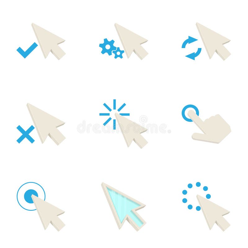 Mouse Cursor Icons Set Cartoon Style Stock Vector Illustration Of