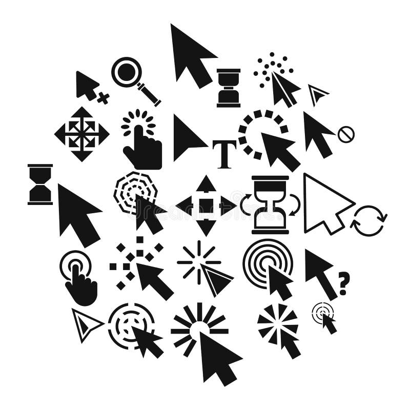 Mouse Cursor Icons Set, Simple Style Stock Vector - Illustration of ...