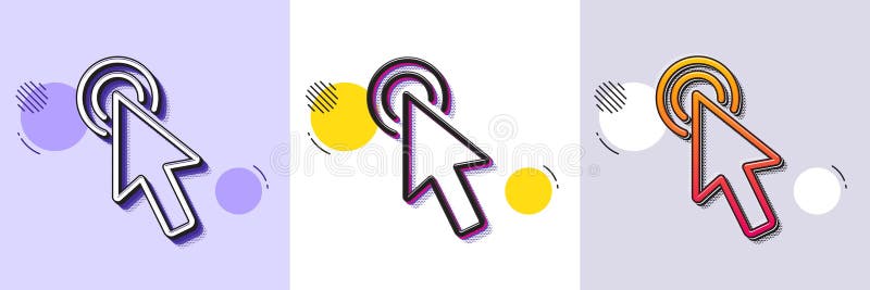 Mouse Cursor Line Icon. Click Action Sign. Halftone Dotted Pattern ...