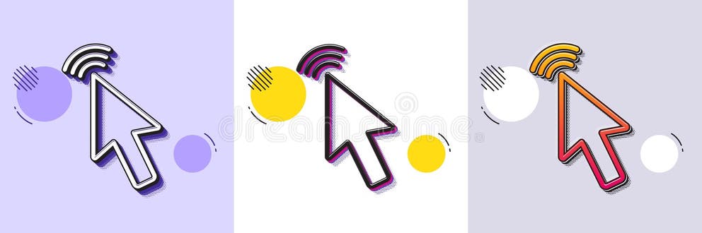 Mouse Cursor Line Icon. Click Action Sign. Halftone Dotted Pattern. Vector Stock Vector ...