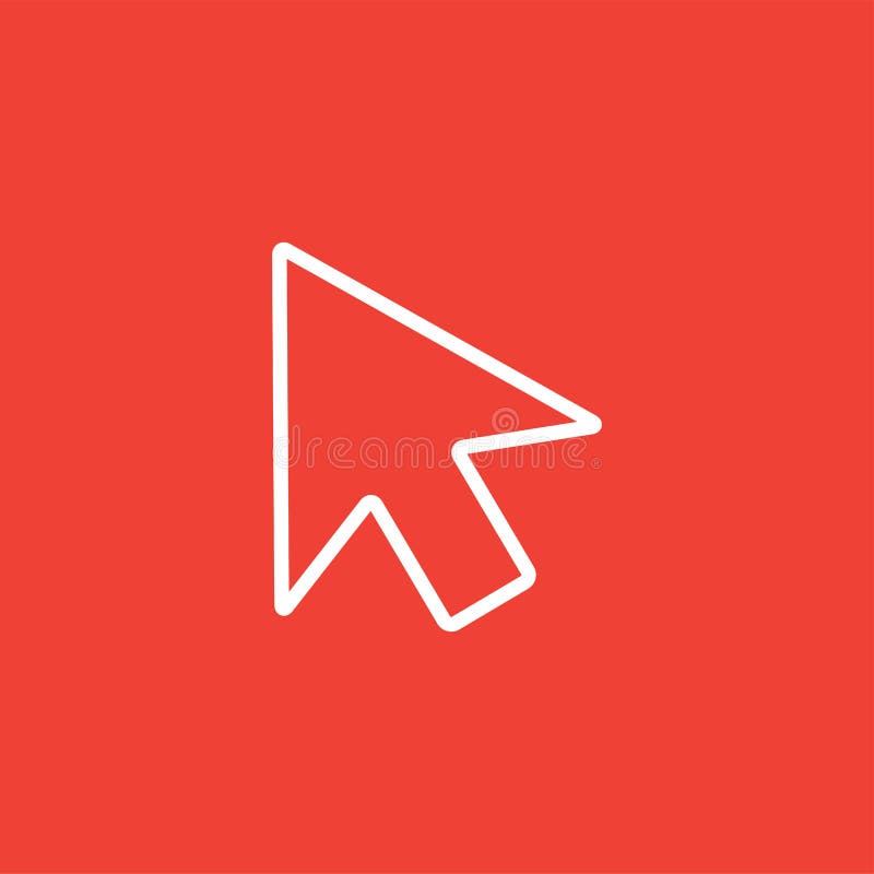 Mouse Cursor Line Icon on Red Background. Red Flat Style Vector ...