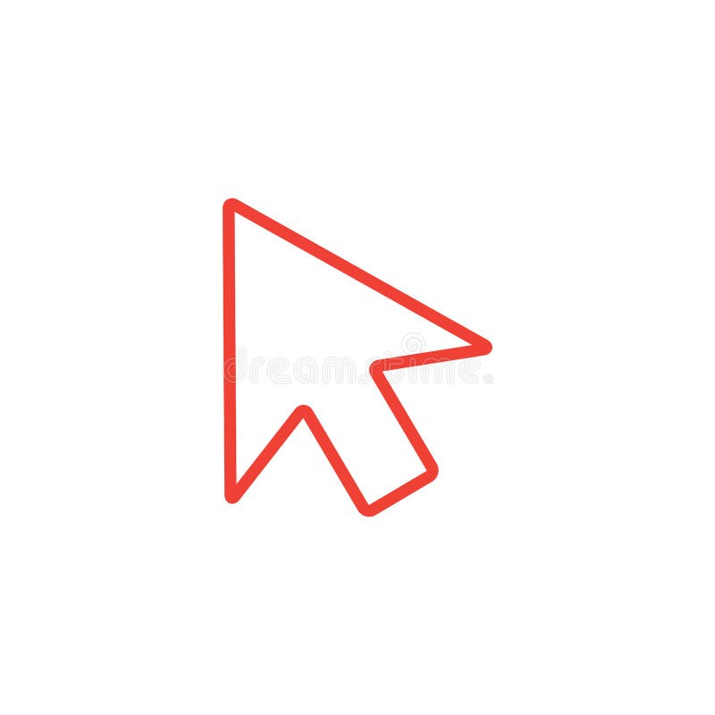 Mouse Cursor Icon on Red Background. Red Flat Style Vector Illustration ...