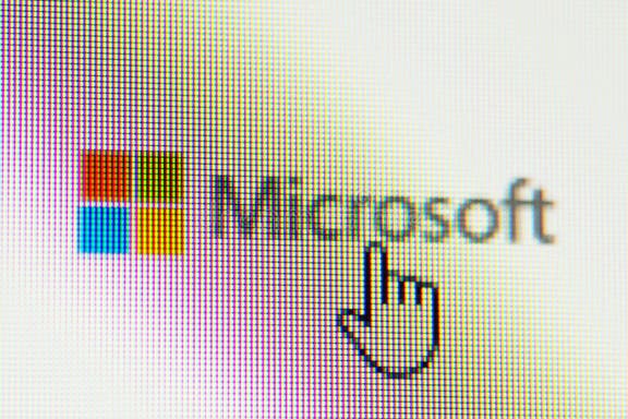 Cursor on Logo of Microsoft on Computer Screen. Chernihiv, Ukraine ...