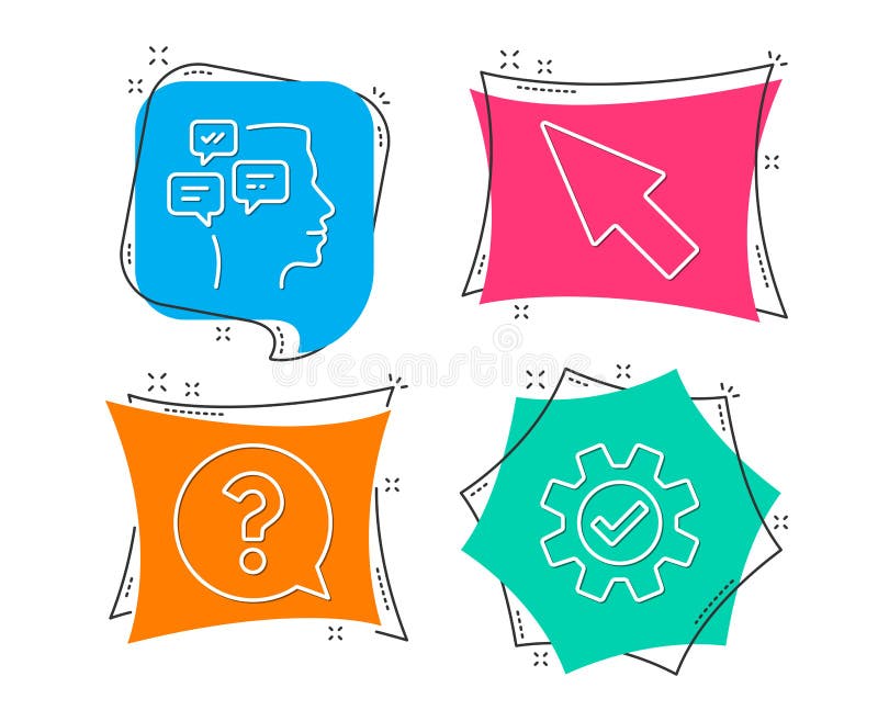 Mouse Cursor, Question Mark and Messages Icons. Service Sign. Click ...