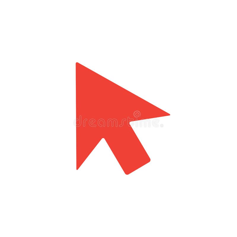 Mouse Cursor Red Icon on White Background. Red Flat Style Vector ...