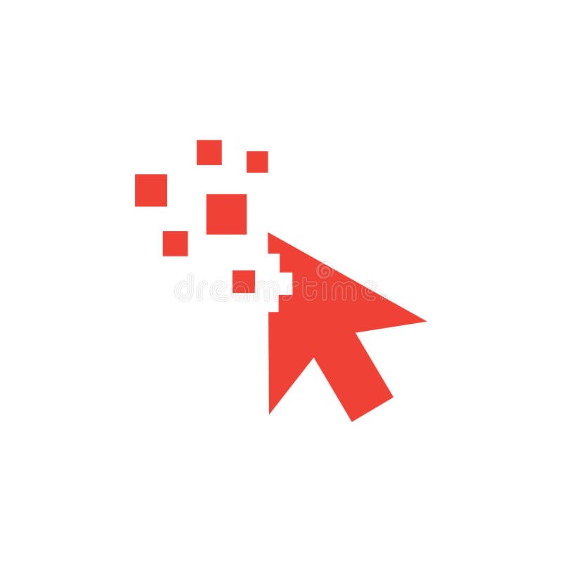 Mouse Cursor Icon On Red Background. Red Flat Style Vector Illustration ...