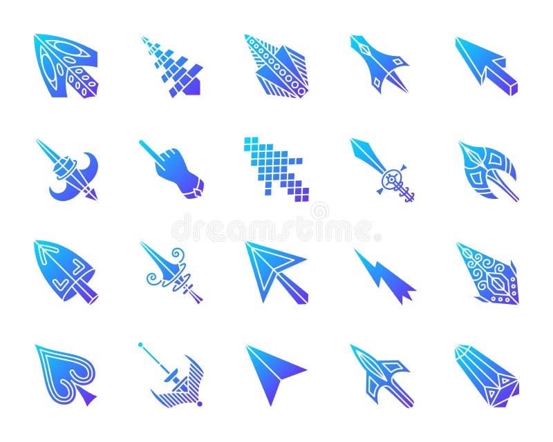 Mouse Cursor Simple Gradient Icons Vector Set Stock Vector ...