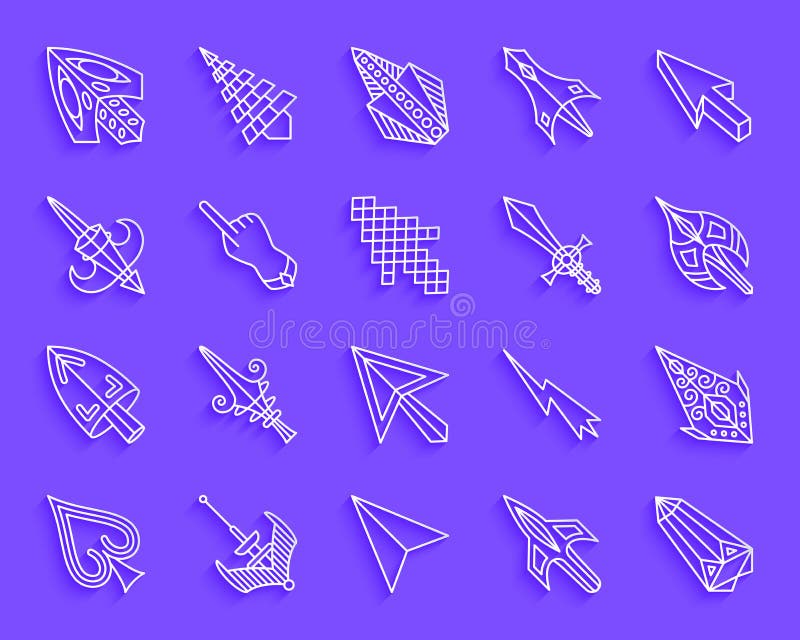 Mouse Cursor Simple Paper Cut Icons Vector Set Stock Vector ...