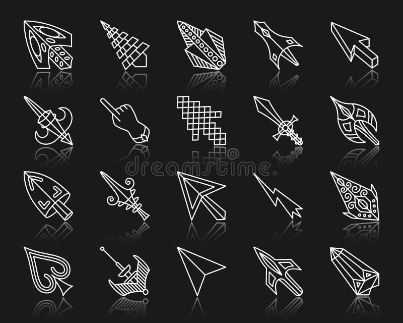 Mouse Cursor Simple Flat Color Icons Vector Set Stock Vector ...