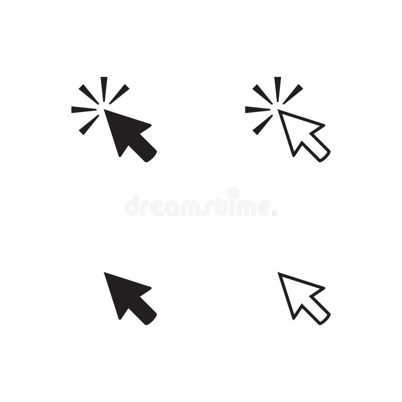 Mouse Cursor Symbol, Vector Arrow Click Pointer Illustration Isolated Stock Vector ...