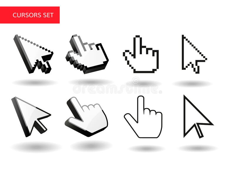 Mouse Cursors Set. Pixel Cursors Stock Vector - Illustration of link ... Mouse Cursors Set. Pixel Cursors Stock Vector - Illustration of link ...