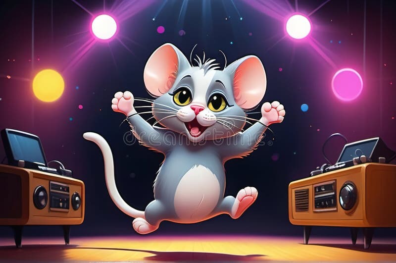 A Mouse Dancing in a Disco at 20-9-2024 Stock Illustration ...