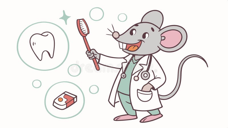 Mouse Dentist Examining Teeth with Mirror for Routine Dental Check-up ...