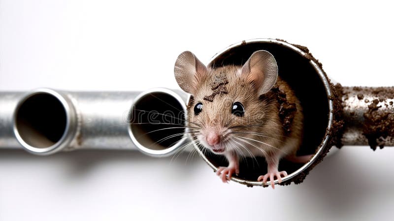 A mouse in a dirty pipe stock photo. Image of brown - 332020316