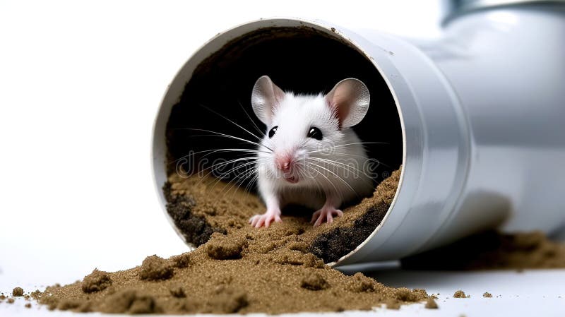A mouse in a dirty pipe stock photo. Image of urban - 332020694