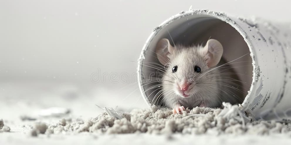 A mouse in a dirty pipe stock photo. Image of cute, mice - 332020512