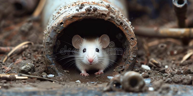 A mouse in a dirty pipe stock image. Image of dirty - 332022307