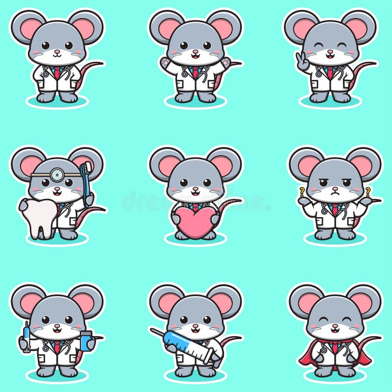 Vector Illustration of Cute Character Cartoon of Mouse Doctor Stock ...