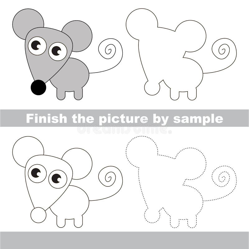 Mouse. Drawing worksheet. stock vector. Illustration of school - 70129190