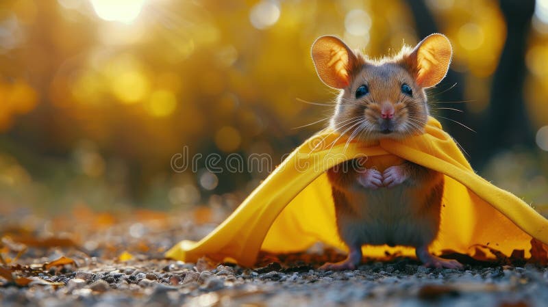 Mouse Dressed in a Yellow Cape Stock Photo - Image of design, cosplay ...