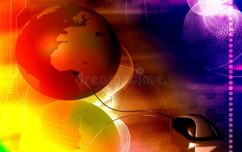 Mouse and earth stock illustration. Illustration of planet - 7127369