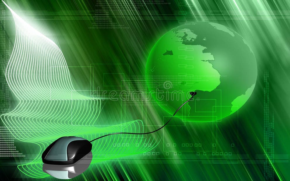 Mouse and earth stock illustration. Illustration of control - 7441398