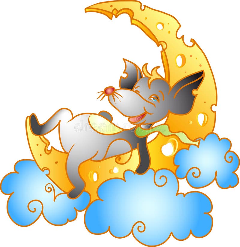 Mouse eat cheese on Moon stock vector. Illustration of gourmet - 41361750