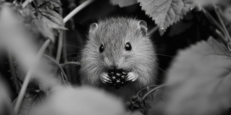 Mouse eating berries stock image. Image of eating, rustic - 376263479